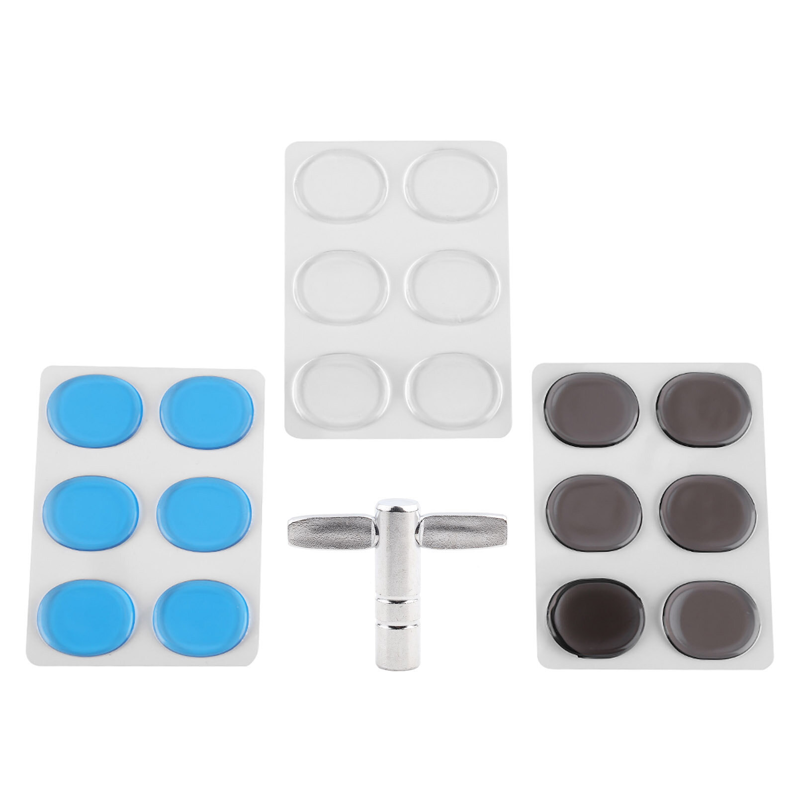 Набор разноцветных демпферов для барабанов с ключом, прозрачные силиконовые гелевые подушечки для глушителя барабана, подушечки для приглушения барабанов, 12 шт.