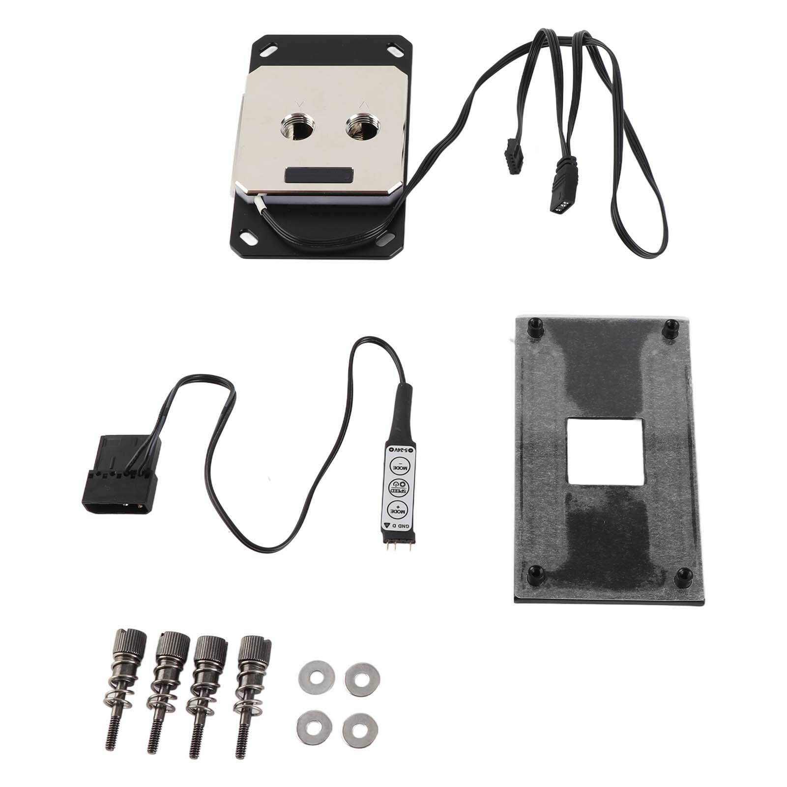 Водоблок для процессора RGB, латунь, трубки из красной меди (50 см), для сокета AM4, с контроллером