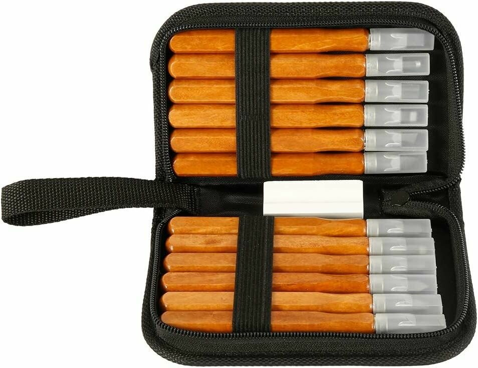 Набор для резьбы по дереву 12 предметов с точильным камнем и сумкой