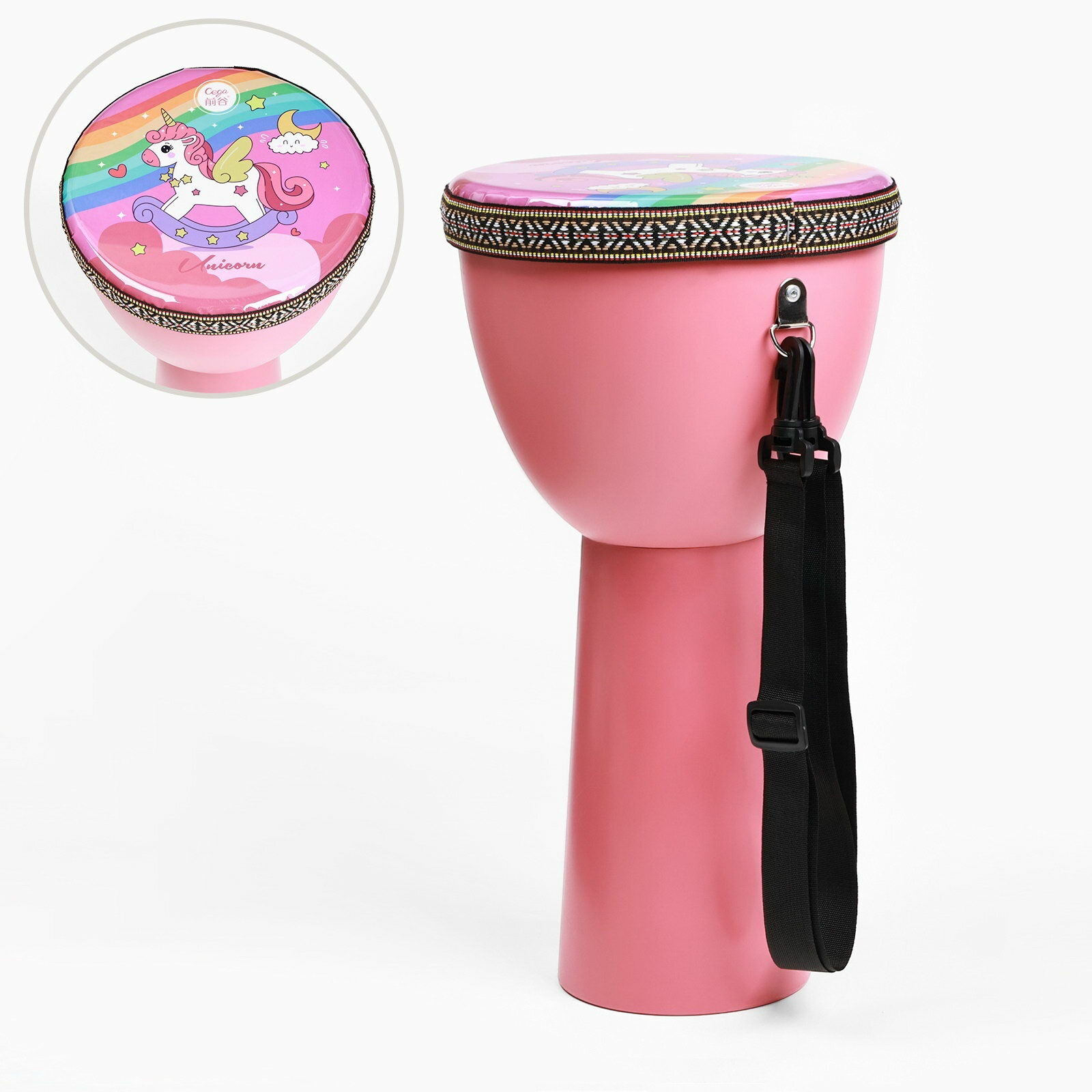 Барабан Джембе "Пони", 21.5x40 см, розовый, вид музыкального инструмента: барабан