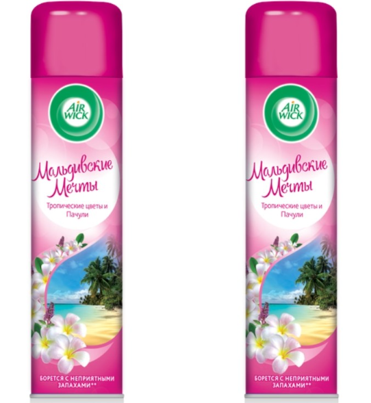 AirWick Освежитель воздуха Мальдивские мечты, Тропические цветы и Пачули, 290 мл, 2 уп/