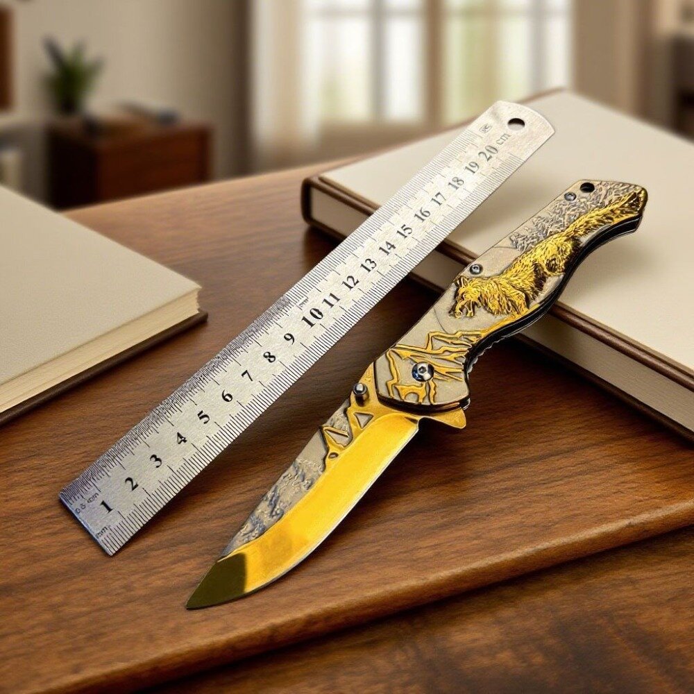 Креативный 3D рельеф большой хвост волк узор складной нож портативный открытый острый фруктовый нож практический EDC коллекционный нож
