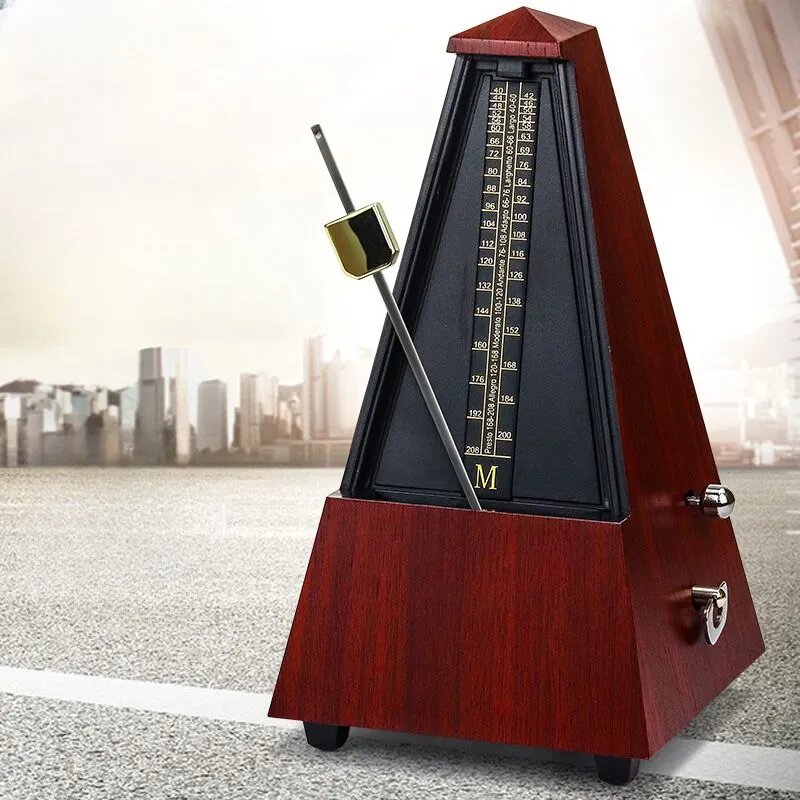 Деревянные часы, цвет красного дерева, механический метроном для музыкантов