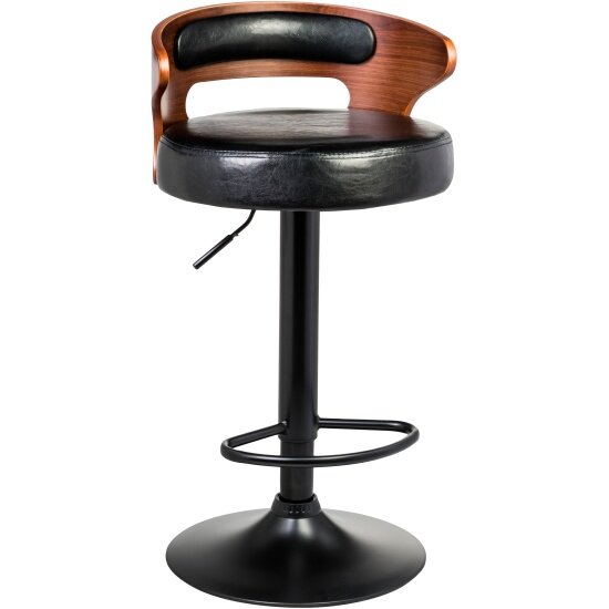 Стул барный Dobrin FRED BLACK (коричневое дерево, чёрный)