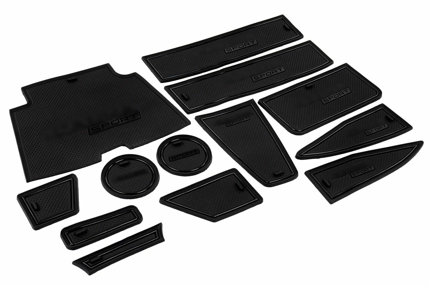 Комплект силиконовых черных ковриков панели приборов и консоли для Лада Калина 2