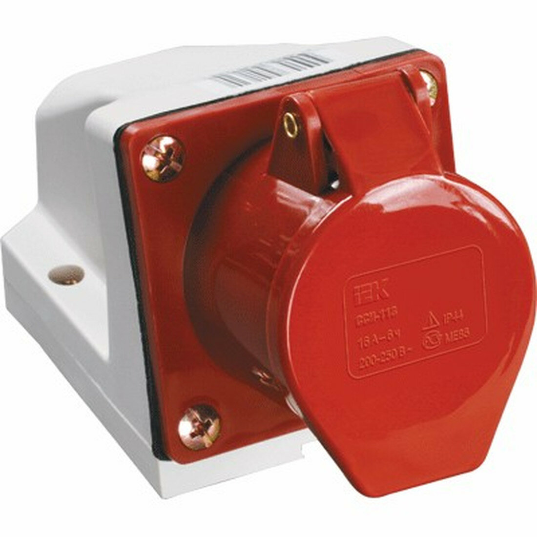 Розетка ИЭК PSR12-032-4, стационарная, 32А, 3р+РЕ, IP44/IP54, красная