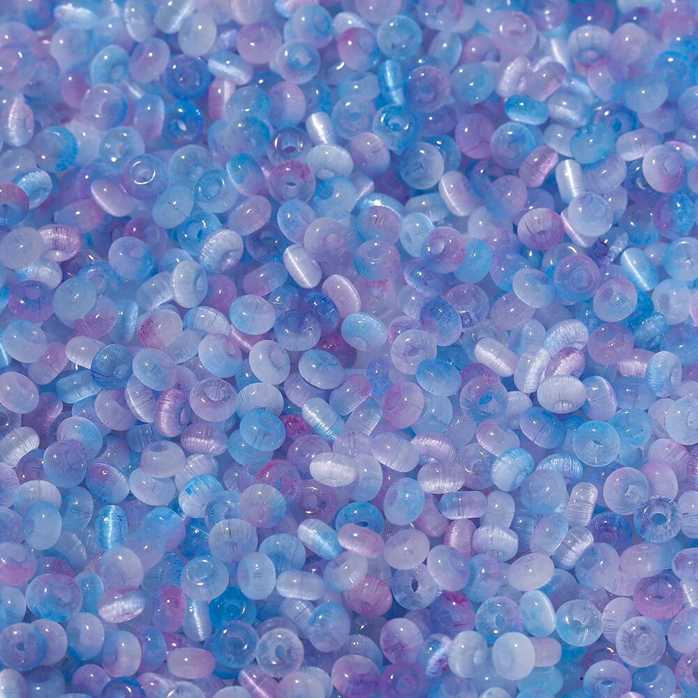 Стеклянные бусины "кошачий глаз" YouYoungDifferent 4 мм Фиолетовый, Style 03