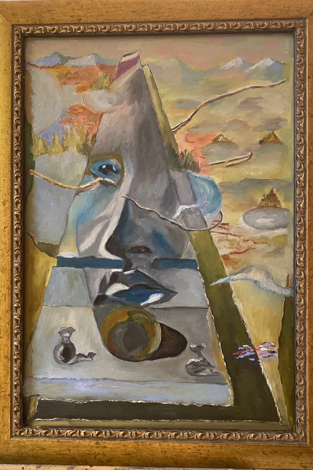 Картина в старинной раме. Миляева Нина "Портрет Мечтателя", холст, масло, 30x40. Авторская живопись.