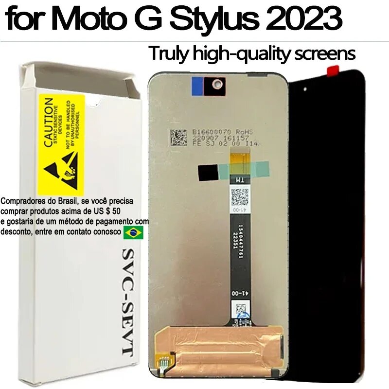 Оригинальный IPS 120 Гц 6,6 дюйма для Motorola Moto G Stylus 5G (2023) XT2315-1, XT2315-4 ЖК-дисплей с сенсорным экраном, запасная часть Black with Frame