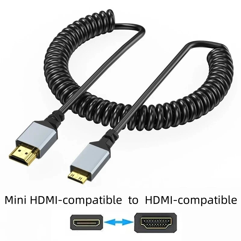 HDMI-совместимый кабель Micro HDMI-совместимый с Mini HDMI-совместимый кабель Micro HDMI со спиральным кабелем для PS5 Tablet DSLR Camera HDTV Monitor PC