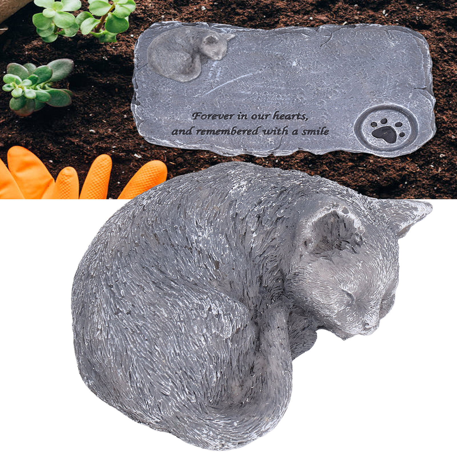 Мемориальный надгробный камень для домашних животных, устойчивый к атмосферным воздействиям смолы, Мемориальный садовый камень для домашних животных для сада, уличного двора, орнамент, кошачий рок-цвет