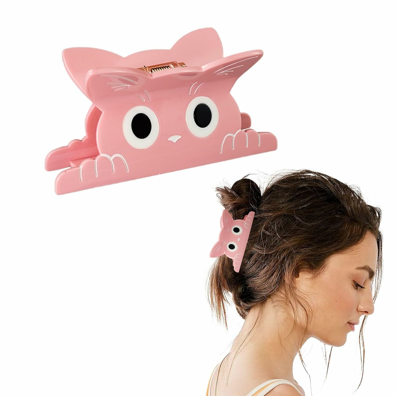 Заколки-крабы котики милые для тонких волос, акрил 10x5 см, подарок девушкам