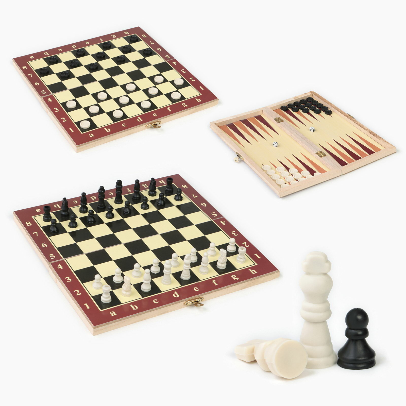 Настольная игра 3 в 1, набор: шахматы, шашки, нарды, 25x25 см