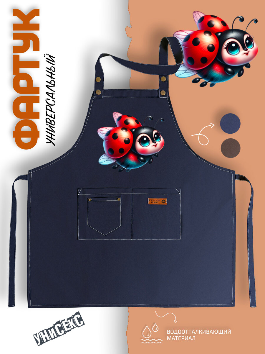 Фартук кухонный божья коровка универсальный с принтом поварской