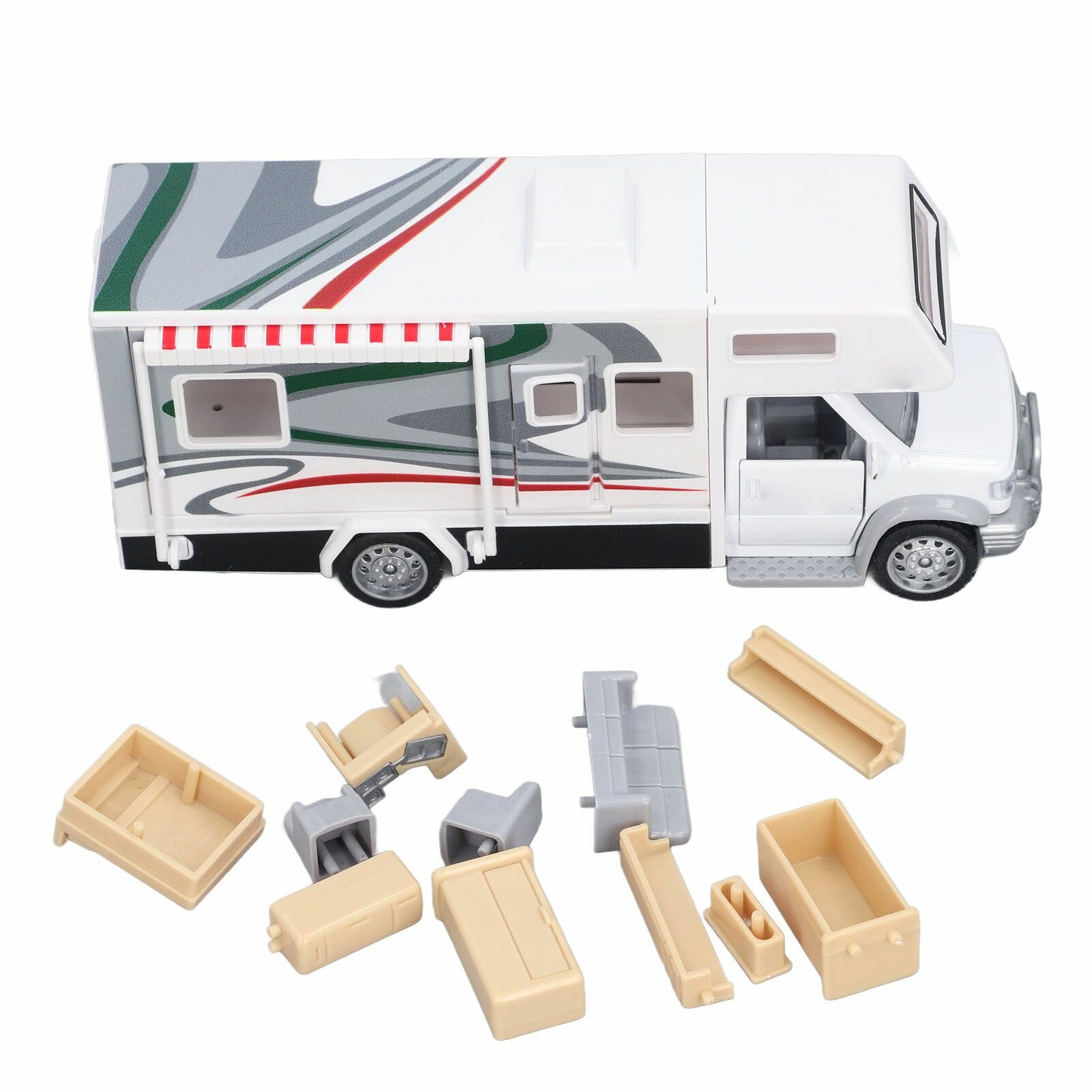 1/32 Детская игрушка-автодом с звуком и светом, открывающиеся двери, имитация, образовательная, сплав для детей, белый