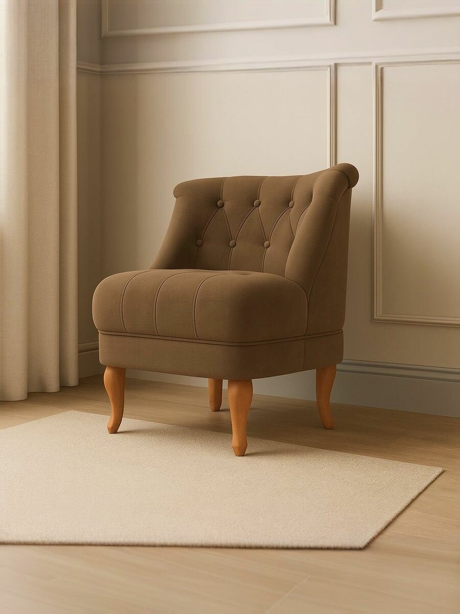 Кресло NOTTE "Марсель-1" 69*72*80 см, натуральный велюр, коричневый, интерьерное кресло