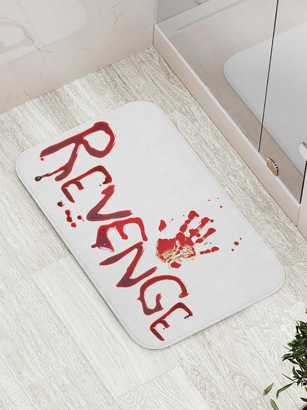 Коврик для ванной комнаты, туалета "Кровавый отпечаток" противоскользящий, 52х77 см, JoyArty
