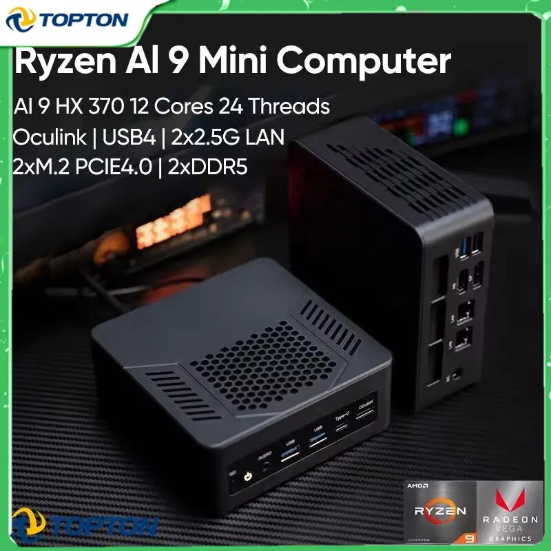 Мини-ПК Topton D12 Plus AMD Ryzen AI 9 Ryzen AI 9 HX 370, No Ram No SSD No OS, ЕС