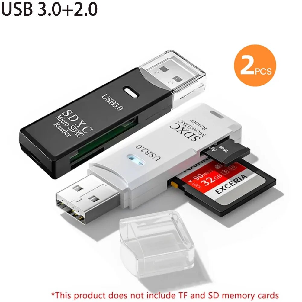 Кардридер 2-в-1 USB 3.0 Black3.0 White2.0