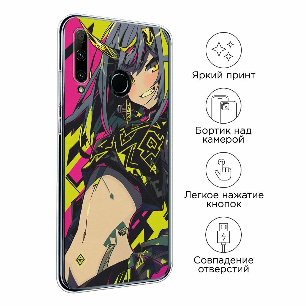 Чехол на Honor 10i/20 Lite 2019/20e/Huawei P Smart Plus 2019 / Хонор 10i с принтом "Девушка в кибер костюме" — фото 1