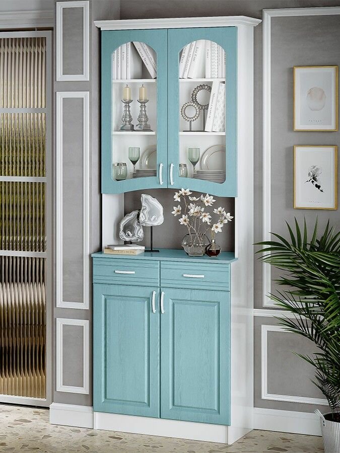 Буфет двустворчатый Констанция голубой/белый миф