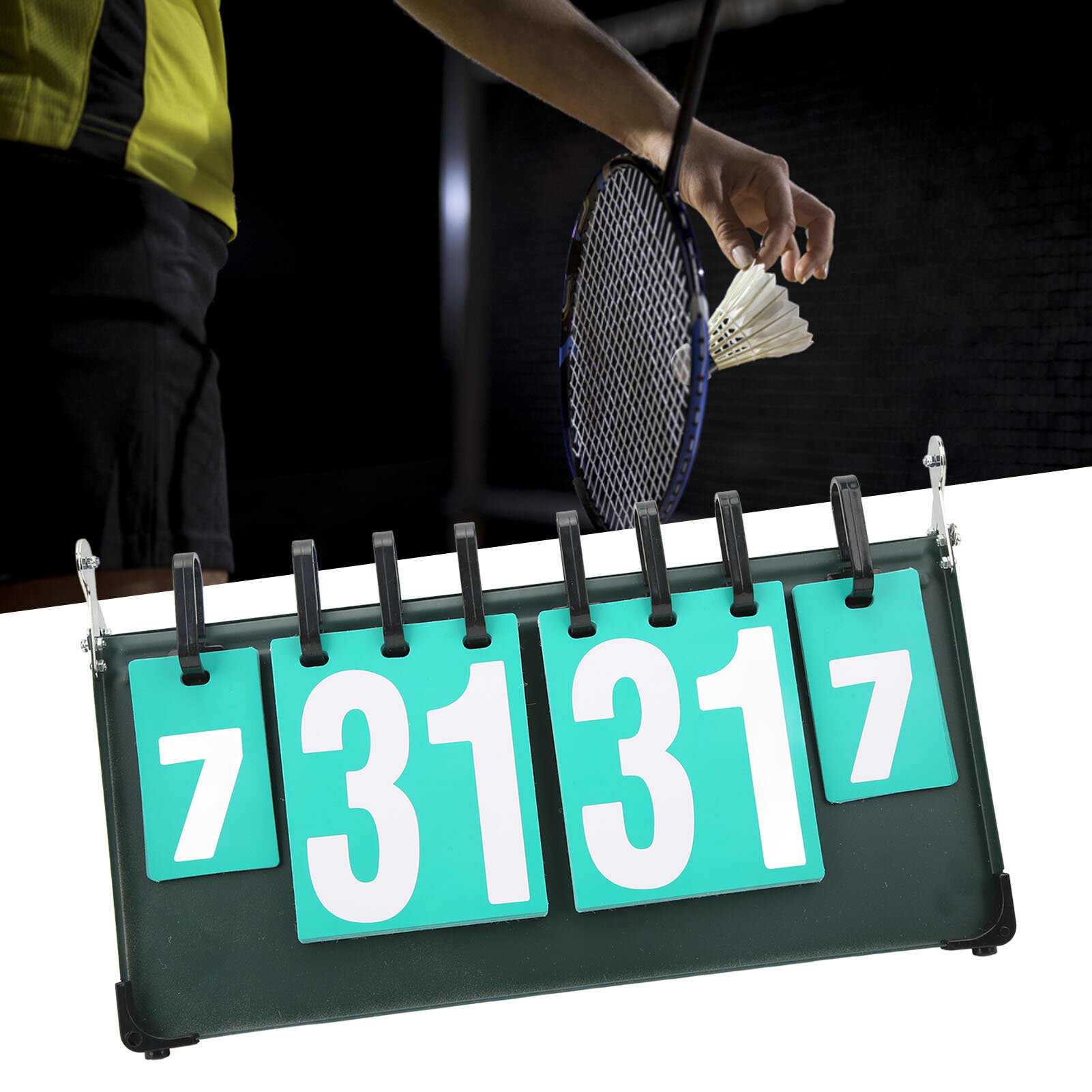 Портативное многофункциональное табло, складное двустороннее 4-значное спортивное флип-счетчик для бадминтона, волейбола, настольного тенниса