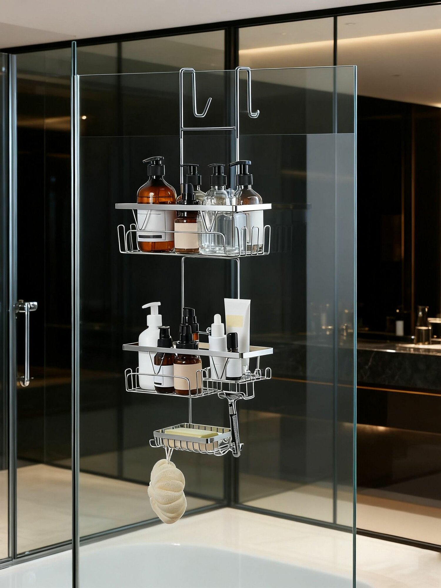 Полка для ванной и душевой кабины навесная 3 ярусная, 1 шт