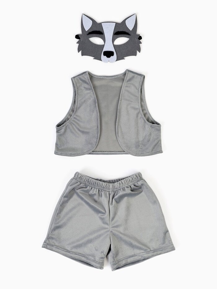 Карнавальный костюм «Волчонок», жилет, шорты, маска фетр, рост 92-116 см