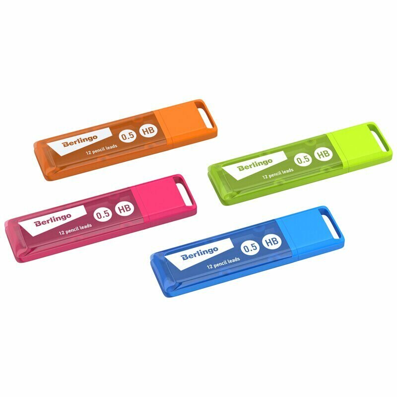 Грифели для механических карандашей Berlingo, 12шт, 0,5мм, HB, BSg_12005/321555