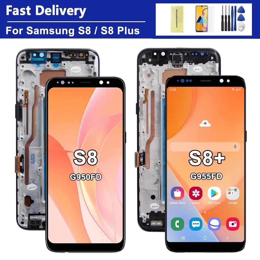 TFT S8 Plus Экран в сборе для Samsung S8 + G955F ЖК-дисплей Сенсорный экран с заменой рамки для Samsung S8 G950F Дисплей S8Plus Sliver Frame