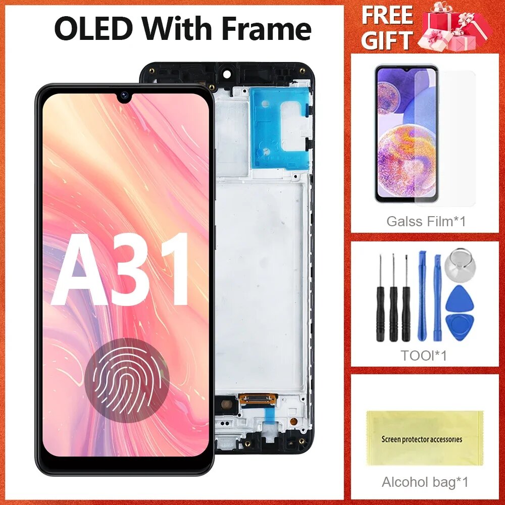 6,4 'для Super LCD для Samsung A31 A315 ЖК-дисплей с цифровым преобразователем сенсорного экрана для Samsung A31 A315, запасные части для дисплея