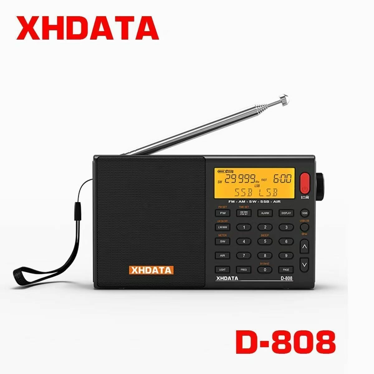 XHDATA D-808 Портативный цифровой радиоприемник FM стерео/SW/MW/LW SSB воздуха RDS мульти радиодиапазоне Динамик С ЖК-дисплей Дисплей будильник