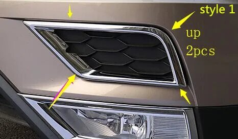 Автомобильная хромированная лампа из АБС-пластика, передняя противотуманная фара, накладка на рамку, палка для бровей для Volkswagen VW Tiguan L MK2 2016 2017 2018 2019 2020 2021 up 2pcs