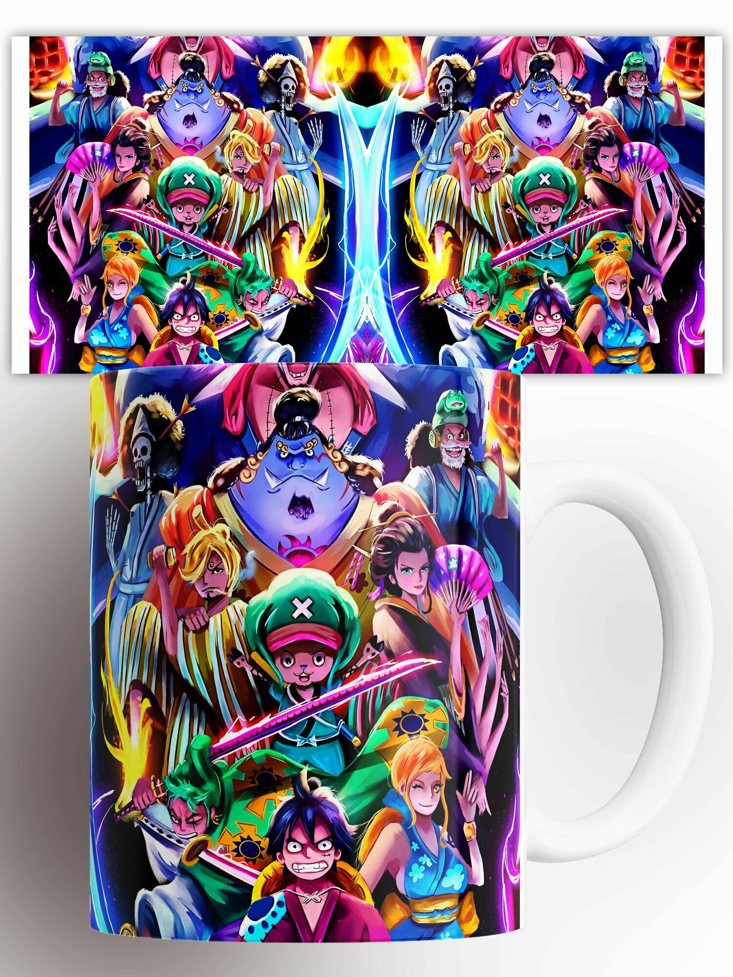 Кружка с принтом Аниме ВАН ПИС персонажи Anime ONE PIECE 330 мл