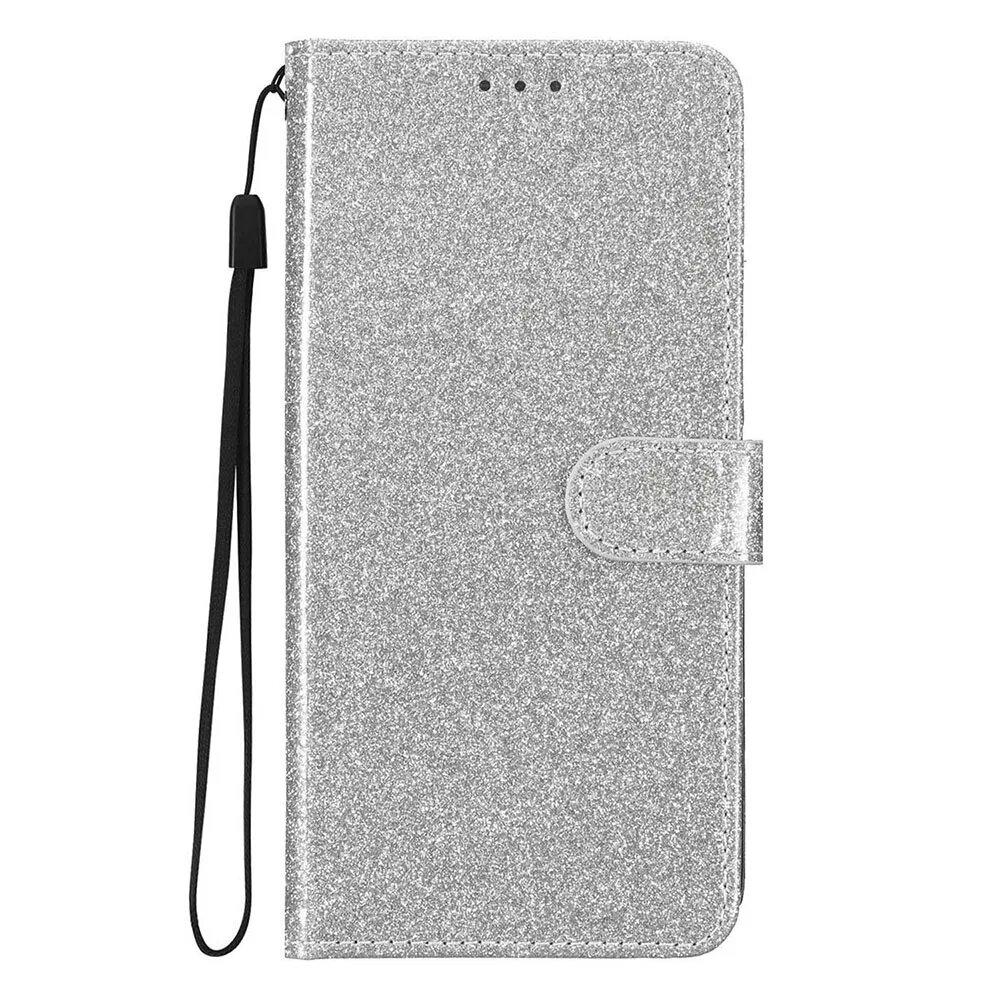 Серый чехол-кошелек с блестками для Samsung Galaxy A32 4G