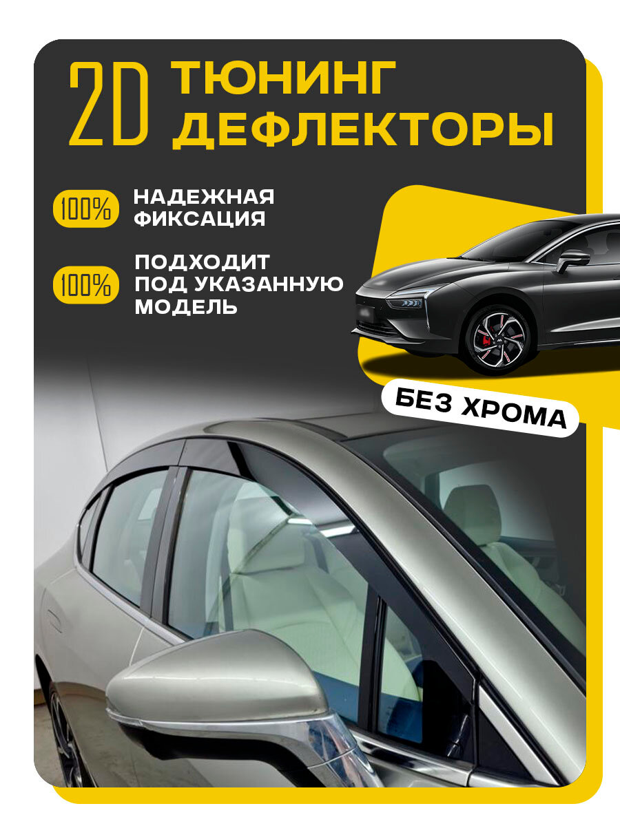 Плоские тюнинг дефлекторы для Амберавто А5 (2023-2025) 2d дефлекторы / Ветровики на Амберавто А5. Комплект 6 шт.