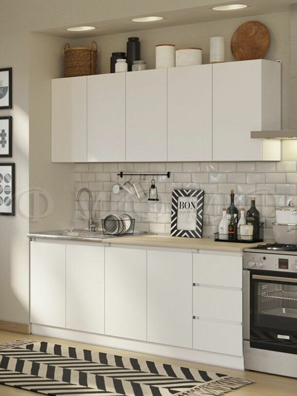 Кухонный гарнитур ЛДСП Челси 2м белый со столешницей МИФ