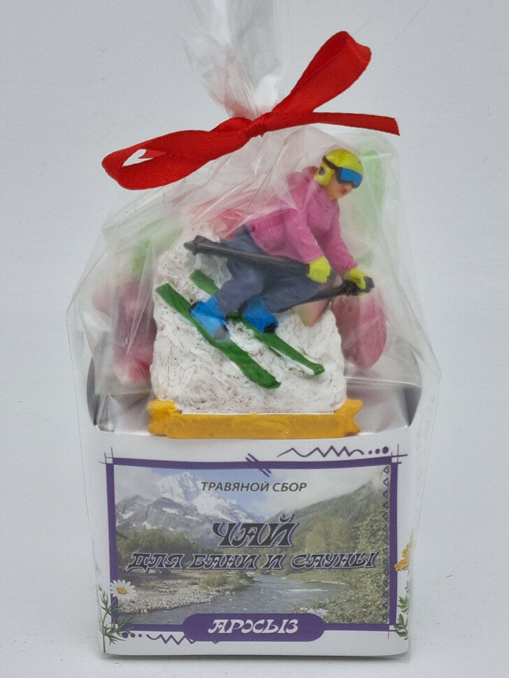 Краснополянский чай "для сауны и бани" 40гр +парварда 50гр Архыз с магнитом лыжник 1