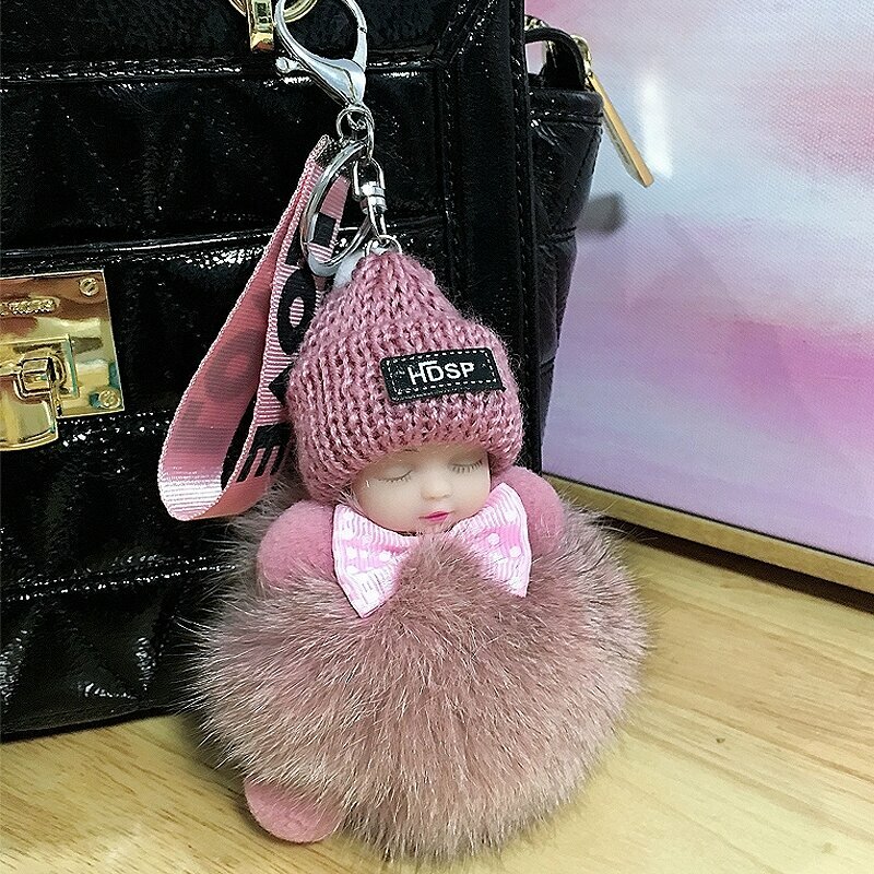 Плюшевая игрушка-подвеска из натурального меха лисы: кукла для сна, брелок для телефона, подвеска для сумки, брелок для