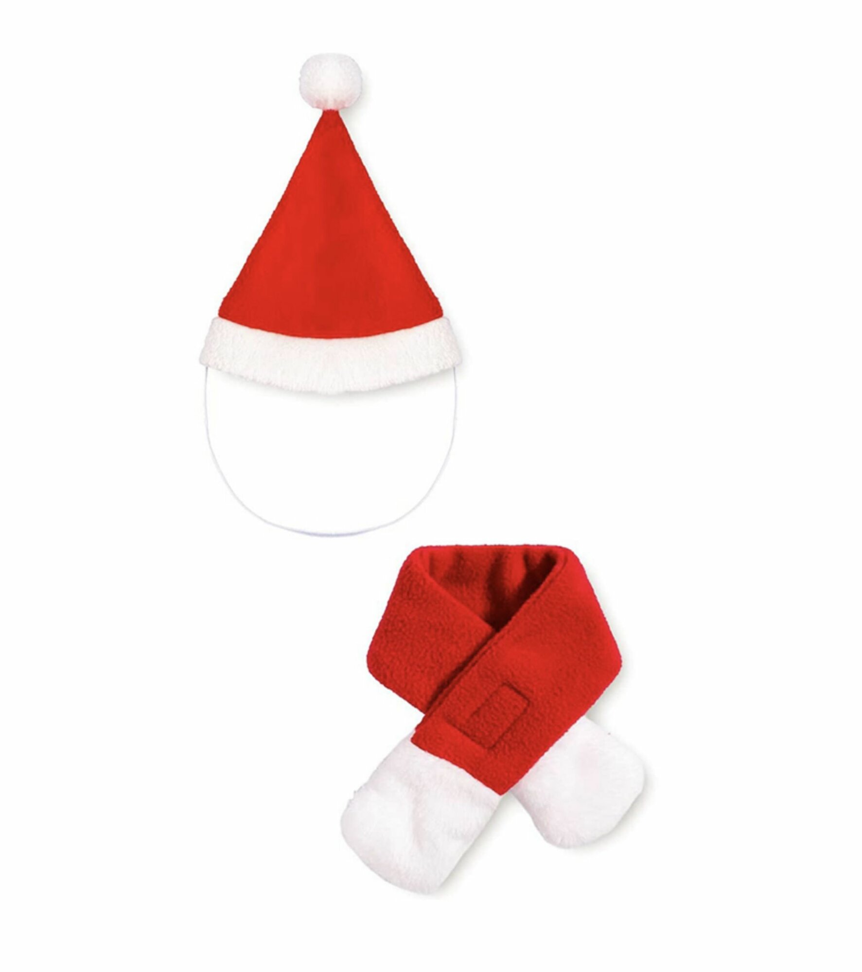 Новогодний рождественский набор-подарок из шапки-колпака и шарфа для кошек, собак и других животных GABYDOG, размер M