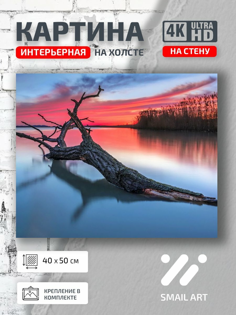 Картина на холсте интерьерная 40 на 50 на стену Рассвет Landscape для спальни пейзаж декор