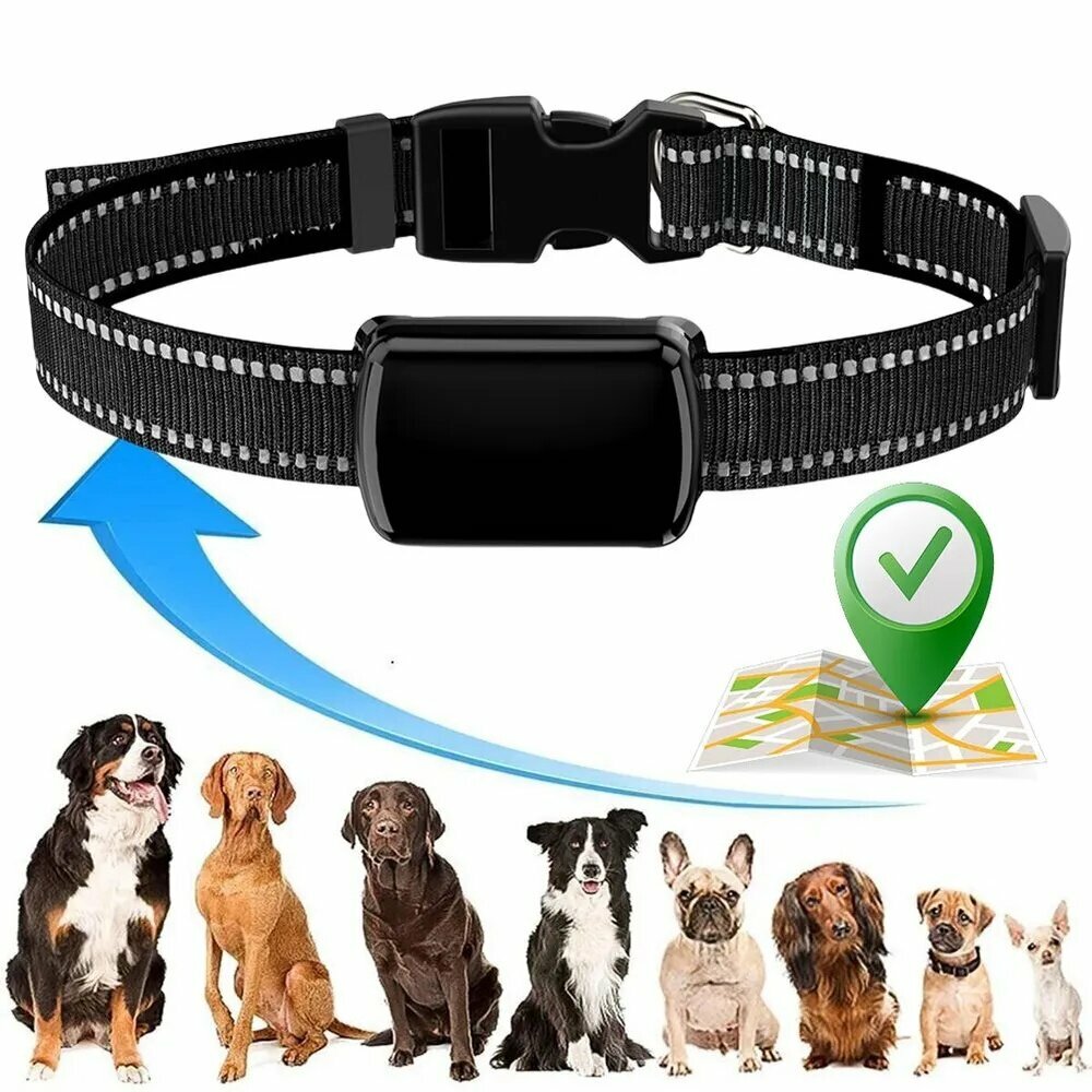 GPS-трекер для собак с регулируемым ошейником, локатор для кошек и домашних животных