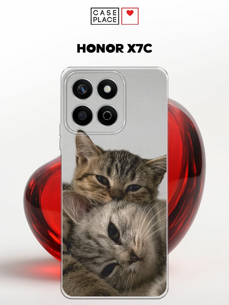 Силиконовый чехол на Honor X7C / Хонор X7C с принтом Нежные котята