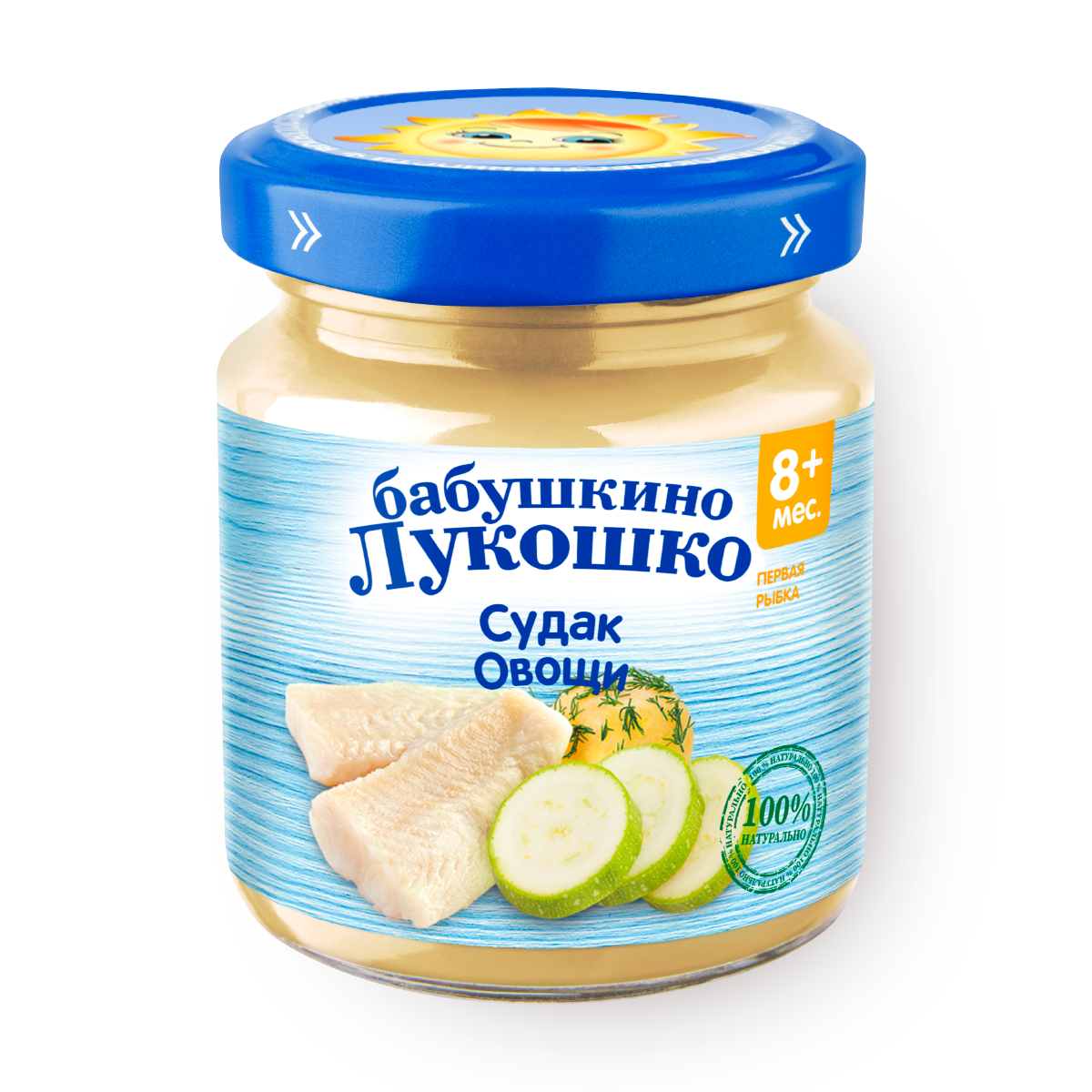 Пюре Бабушкино Лукошко "Судак-овощи", с 8 мес, стеклянная банка, 100 г