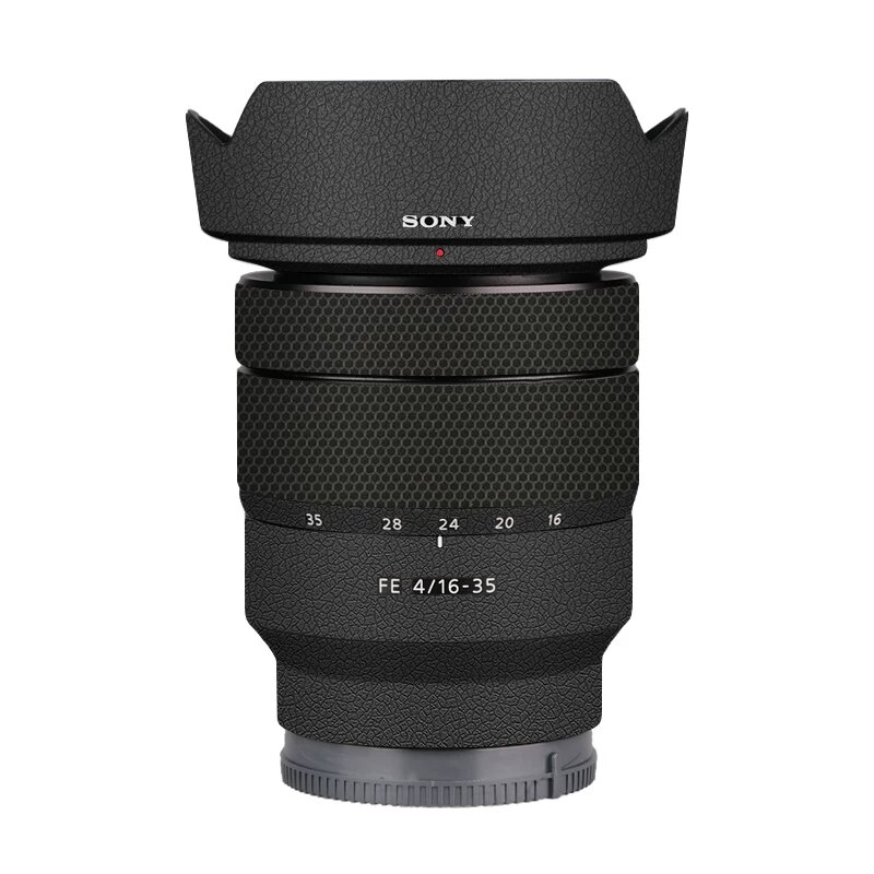 Защитная пленка для объектива Sony FE 16-35mm F4 ZA с клеем 3M, черная кожаная текстура