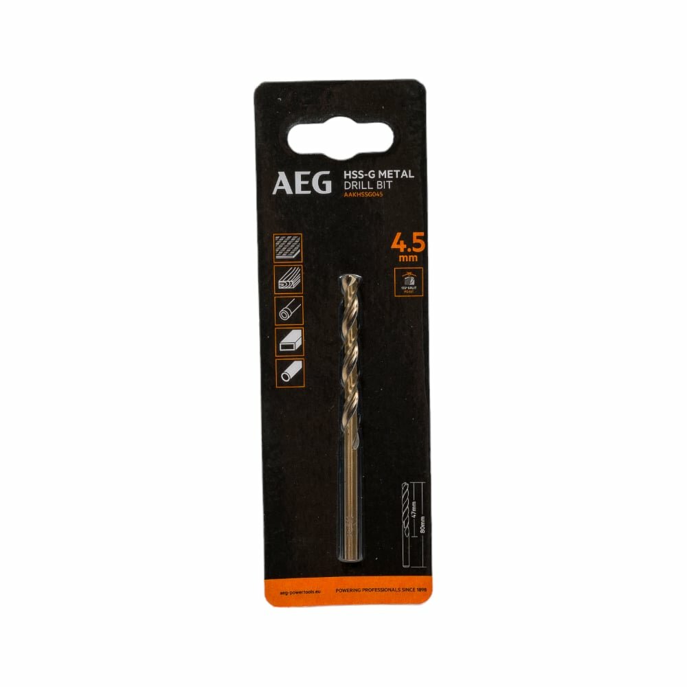 Сверло по металлу HSS-G (4.5х47х80 мм) AEG AAKHSSG045 4932479309