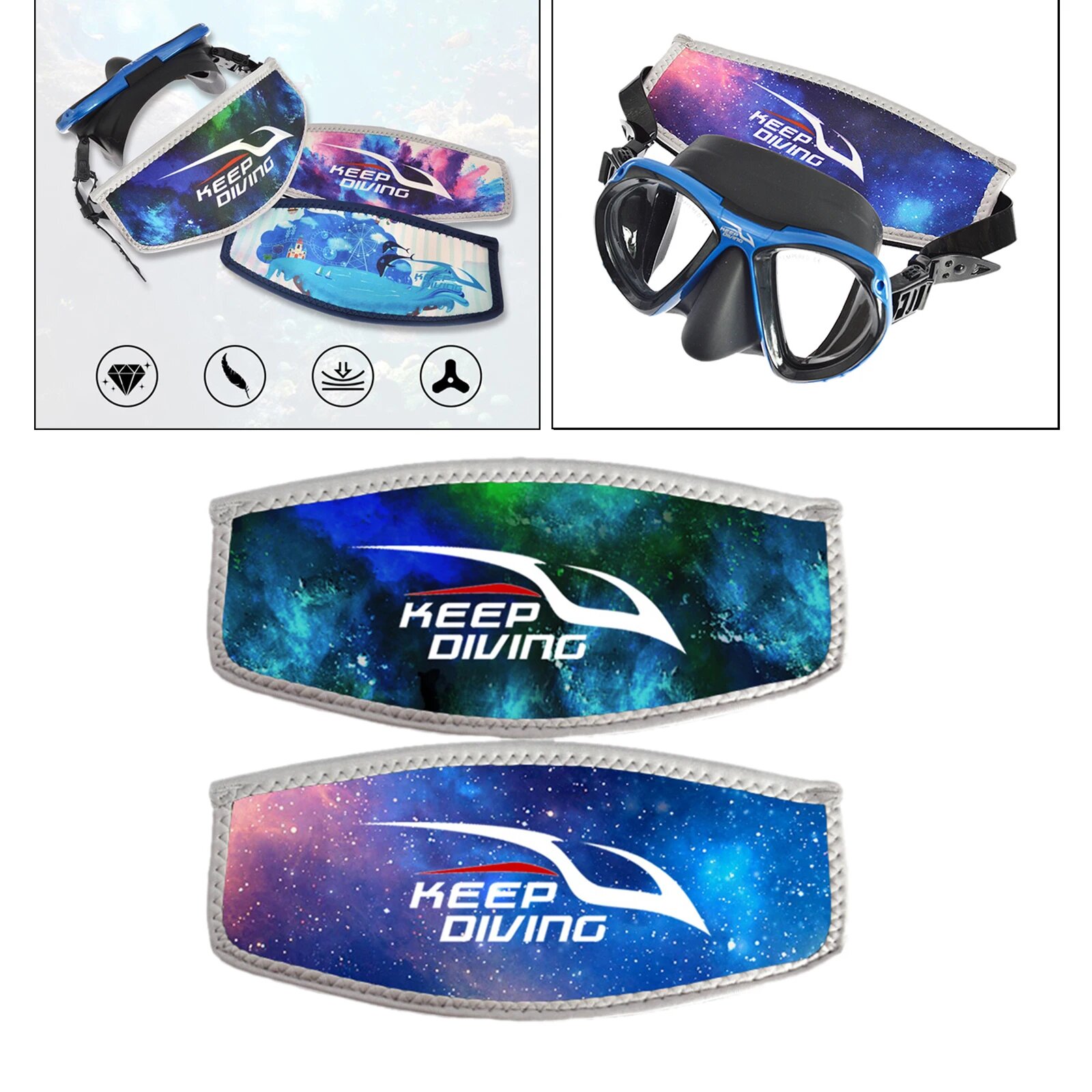 Маска для дайвинга MagiDeal Diving Mask Strap Cover Starry Sky