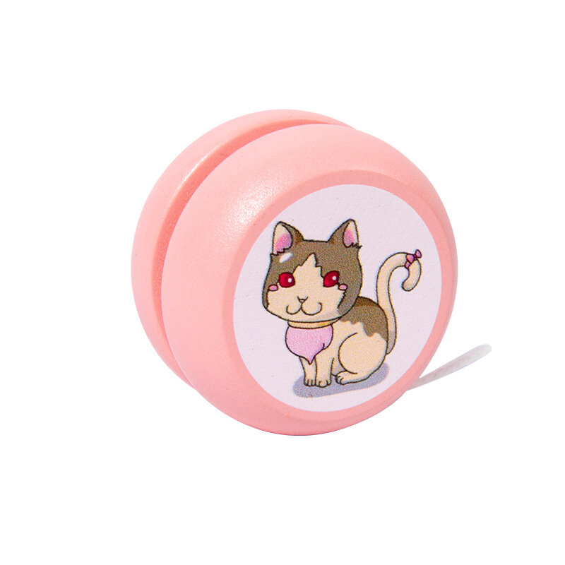 Деревянное йо-йо, мультяшное йо-йо, подарок для мальчиков и девочек, вращающийся йо-йо мяч, игрушка для детства, портативная