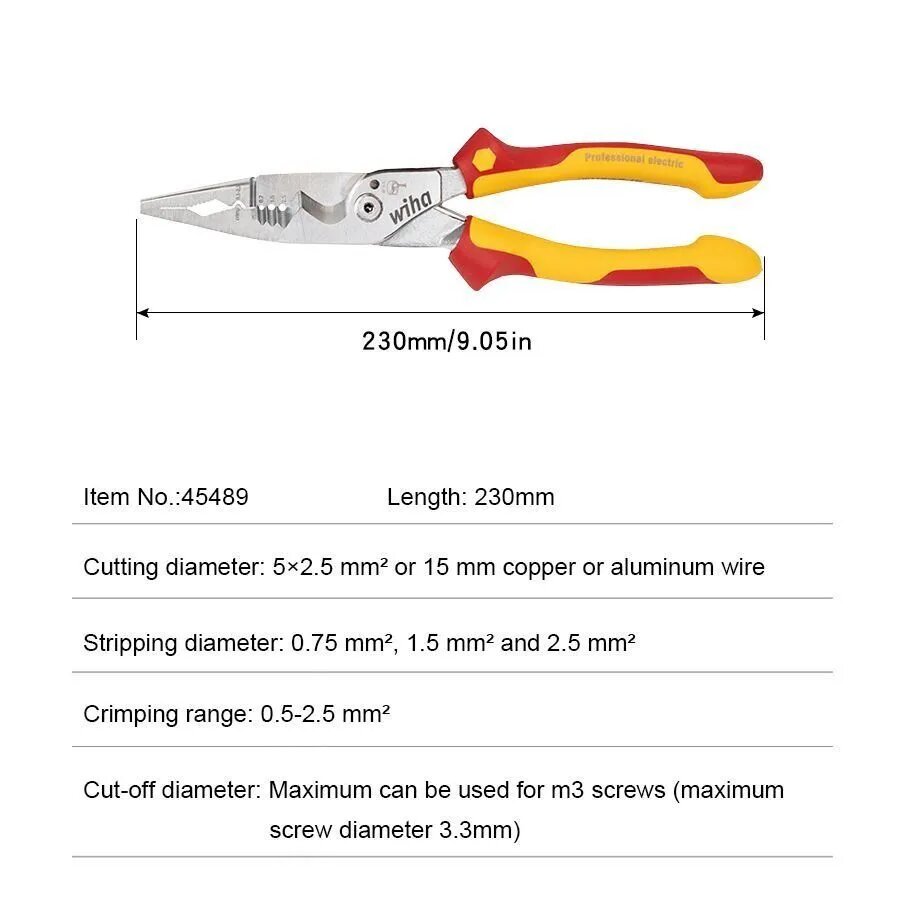 Wiha бокорезы 230мм/9.05in C70 высокоуглеродистая сталь Для резки проводов и обжима