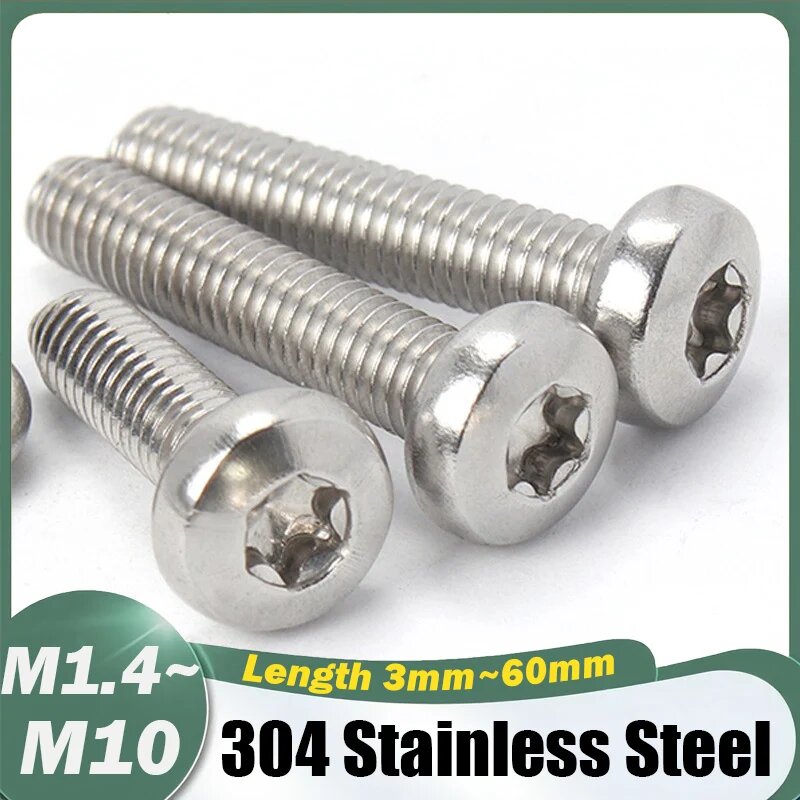 Нержавеющая сталь 304 шестилепестковые болты Torx Pan M1.4-M10 M6(5Pcs), 20mm